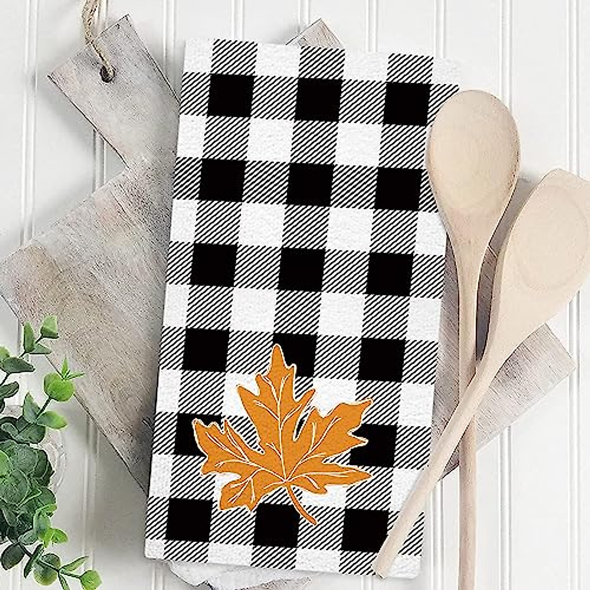 GAGEC Fall Kitchen Towels Buffalo Plaid Pumpkin Maple Leaf Fall Dish Towels Set of 4, Autumn Holiday Tea Towel 18 x 26 Inch Hand Drying Cloth Towel for Kitchen Home Decoration