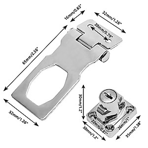 Kyuionty 2Pcs Keyed Hasp Locks 2.5 Inch Twist Knob Keyed Locking Hasp, Metal Safety Hasp Latches Keyed Different for Small Doors, Cabinets (Sliver)