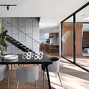 EDUP LOVE 3D Digital Alarm Clock, Modern Design LED Wall/Desk Clocks 12/24H Time/Date/Temperature Display, Nightlight/Brightness Adjustable/White Light for Kitchen/Office/Living Room/Classroom/Hotel