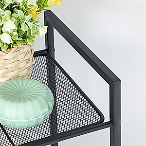 SONGMICS 3-Tier Storage Rack, Bathroom Shelf, Extendable Plant Stand with Adjustable Shelf, for Bathroom, Living Room, Balcony, Kitchen, Black UBSC33BK