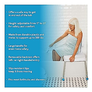 Carex Easy Transfer Shower Bench - Shower Chair for Elderly and Tub Transfer Bench for Bathtub, Shower Transfer Bench, Transfer Tub Bench with Back, Tub Bench Transfer Seat