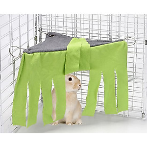 Hamster Hammock 2 Pieces Dutch Pig Rabbit Hedgehog Fringe Corner House shelter Tent nest Small pet shelter (Green)