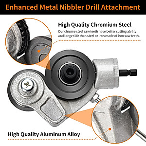 YOMIGA New Metal Nibbler Drill Attachment, Strengthened Electric Drill Plate Cutter Attachment, DIY Metal Drill Attachment, Sheet Metal Knife for Cutting Iron,White Sheet,Steel,Copper,Aluminum