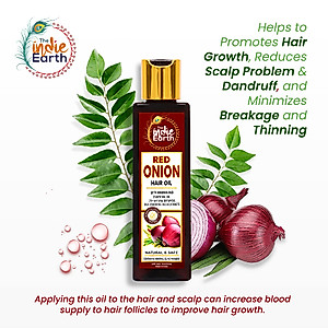 Red Onion Hair Growth Oil - Anti Hair Fall Enriched with 29+ Natural Herbs, Extracts & Oils Including Argan, Jojoba, Rosemary & Black Seed - 200ml