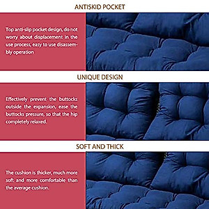 HOTBEST Patio Bench Cushion, Garden Swing Cushion Indoor Outdoor Soft Tatami Floor Seat Pads Non-Slip Universal Lounger Chair Mat Wicker Chair Pads with Ties (Navy Blue, 39 x 20 Inch)