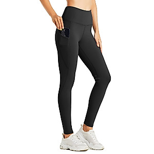 Willit Women's Fleece Lined Leggings Water Resistant Winter Pants Thermal High Waisted Yoga Hiking Running Tights Pockets Black L