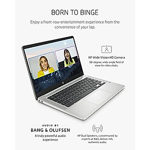 HP Chromebook 14 Laptop, Intel Celeron Processor, 4 GB RAM, 32 GB eMMC, 14” FHD (1920 x 1080) Chrome OS, Webcam & Dual Mics, Work, Entertainment, School, Long Battery Life (14a-na0160nr, 2021)