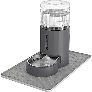 JUNSPOW Cat Water Dispenser with Placemat and Stainless Steel Bowl, Automatic Gravity Water Dispenser for Cats or Small Medium Size Dogs, Large Capacity, Easy to Clean and Safe for Pets (4L)