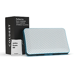 Coldest Pillow - Adjustable Fill, Washable Cover, and Best for Breathable Cool While Sleeping -Premium (Small) (Grey)