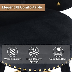 GNIXUU Velvet Bar Stools Set of 4, 360 Degree Swivel Counter Stools with Back, Modern Tufted Upholstered Counter Height Bar Stools, 28 Inch Kitchen Island Bar Chair, Solid Wood Legs(Black)