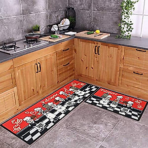 Carvapet 2 Piece Non-Slip Kitchen Mat Rubber Backing Doormat Runner Rug Set, Patisserie (19"x59"+19"x31")
