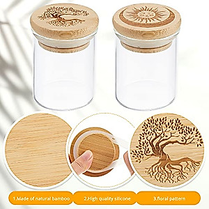 2 Packs Glass Storage Jar with Decorative Airtight Bamboo Lid Multi Use Container Glass Jar Set Kitchen Canisters Food Cereal Storage for Candy Cookie Coffee Tea, 1/8 oz