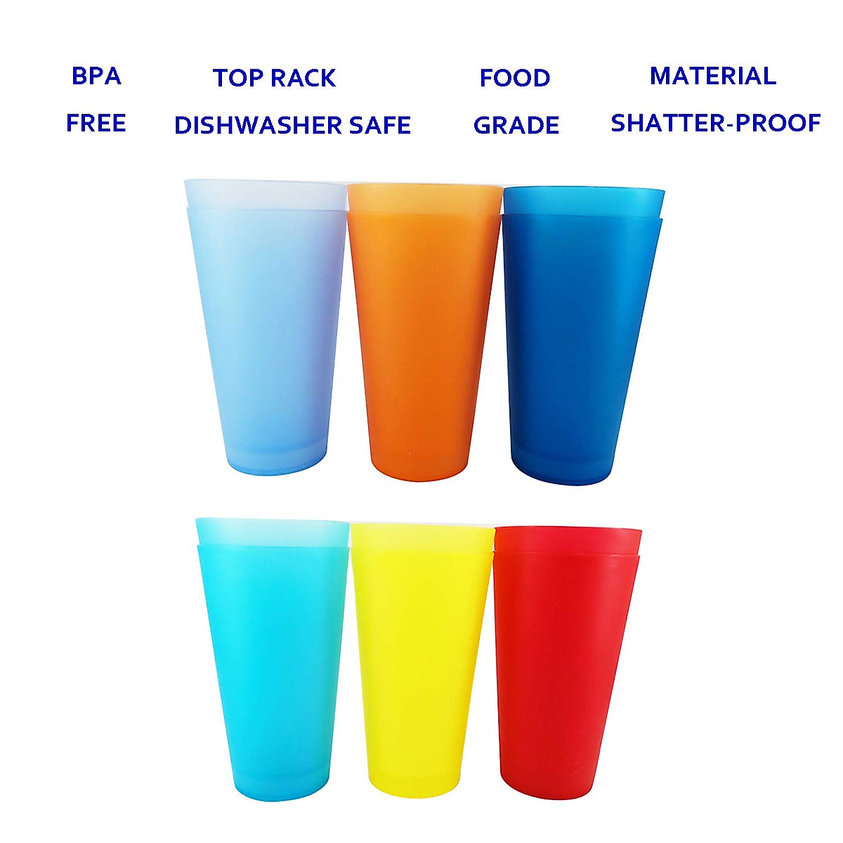 YUYUHUA Reusable Plastic Cups 32 oz - Large Plastic Cups Dishwasher Safe - BPA Free Plastic Tumblers Drinking Glasses set of 12 - Unbreakable Big Cup for Kitchen Party Camping Outdoor