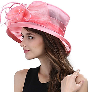 Original One Women's Kentucky Derby Tea Part Dress Church Fascinators Fancy Hats (Pink) M