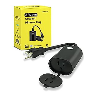 Minoston Z-Wave Outdoor Dimmer Plug, Outdoor Smart Outlet Switch, Z-Wave Hub Required, Weatherproof, Built-in Repeater, Work with SmartThings, Wink, Alexa, Black(MP22ZD)