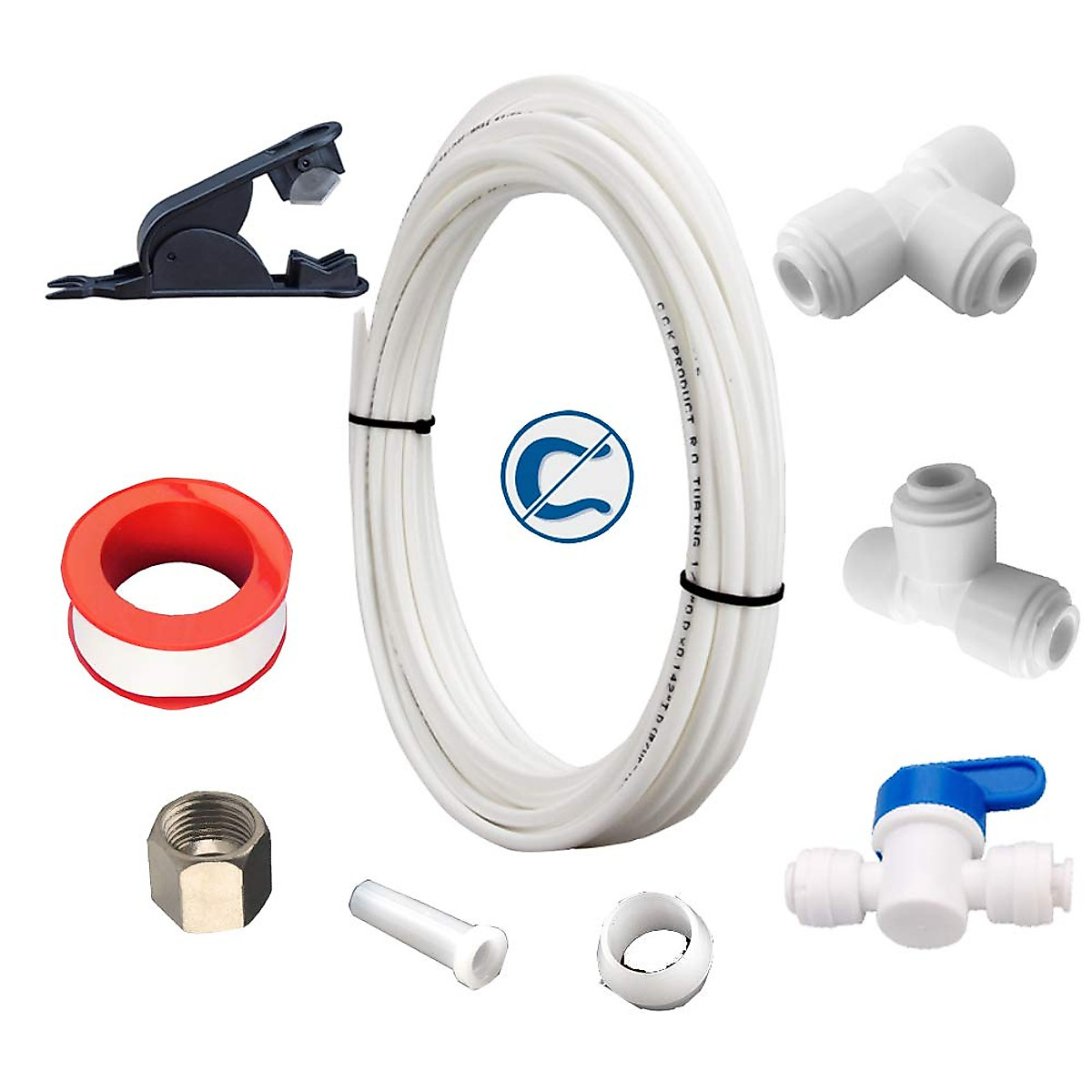 PureSec IMK01 Ice Maker Water Line Kit 3/8"&1/4" Fridge Water Line Connection DIY Kit for Connecting Reverse Osmosis Water Filtration System to Refrigerator/Ice Maker