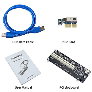 PCIe to PCI Adapter Card,PCI Express x1 to PCI Single/Double Converter,PCI-e Extender Card with USB3.0 Cable for Desktop Sound Card (PCIe to Single PCI Slot)