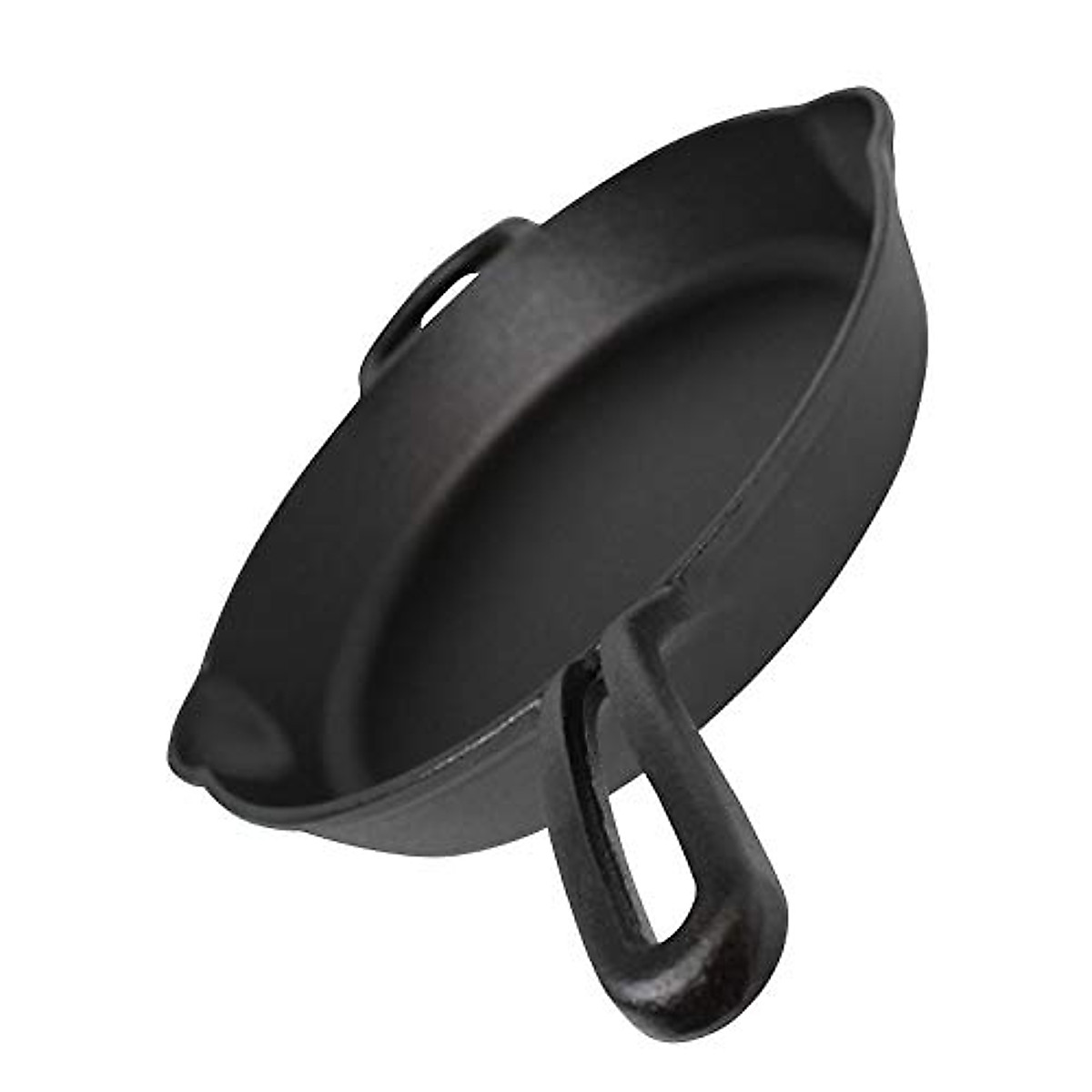 Mirro MIR-19053 12" Pre-Seasoned Ready to Use Round Cast Iron Skillet with Helper Handle, Black