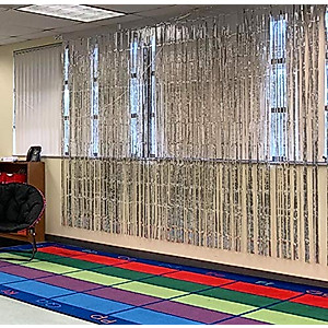 CareCheer 3 Pack 3.2ft x 6.6ft Silver Metallic Foil Fringe Backdrop Tinsel Sparkle Door Window Curtain Backdrop for Birthday Bachelorette Wedding Christmas New Year Party Decorations