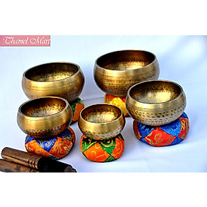 Set of 5 Hand Hammered Singing bowls-tibetan singing bowl-meditation bowls, Healing bowls