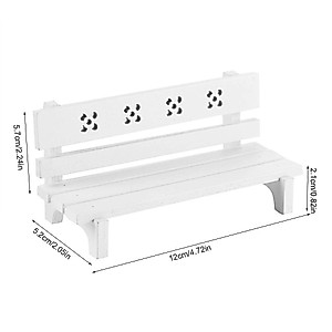Zerodis 1/12 Scale Dollhouse Wooden Park Bench Simulation Miniature Furniture Chair Park Seat Mini Dollhouses Landscape Art DIY Craft Ornament Fairy Garden Decor Doll Toys Accessories (White)