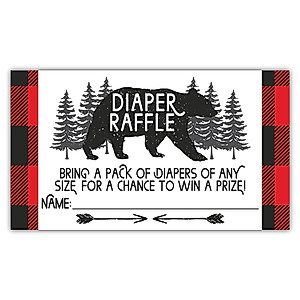 Lumberjack Diaper Raffle Tickets (50 Count) - Baby Shower Game