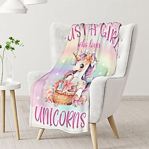 Unicorn Blanket - Soft Fuzzy Throw Blankets for Girls - 50"x60" Throw Size Blanket for Bed & Couch - Pink Cute Throws Gifts