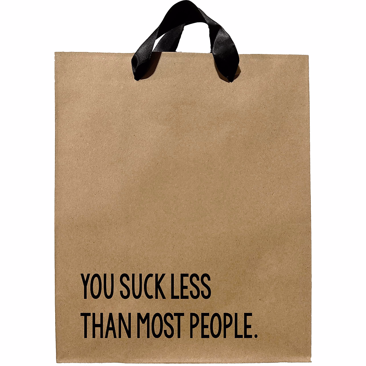 Funny Birthday Gift Bags, You Suck Less Than Most People Kraft Gift Bag With Black Ribbon Handles, Novelty Gift Bags, White Elephant Gift Bag, Gift Bag For Friend, Christmas Gift Bag