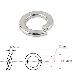FASTENER TREE M10 Split Lock Washers, 304 Stainless Steel Spring Lock Washer for Bolts 50PCS
