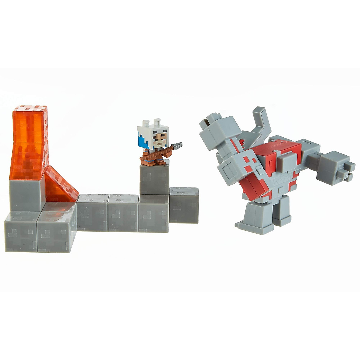 Mattel Minecraft Dungeons Mini Battle Box, with Exclusive Redstone Monstrosity, Valorie Character and Lava Set Piece, Action and Adventure Toy Based on Video Game, Gift for Kids Age 6 and Older