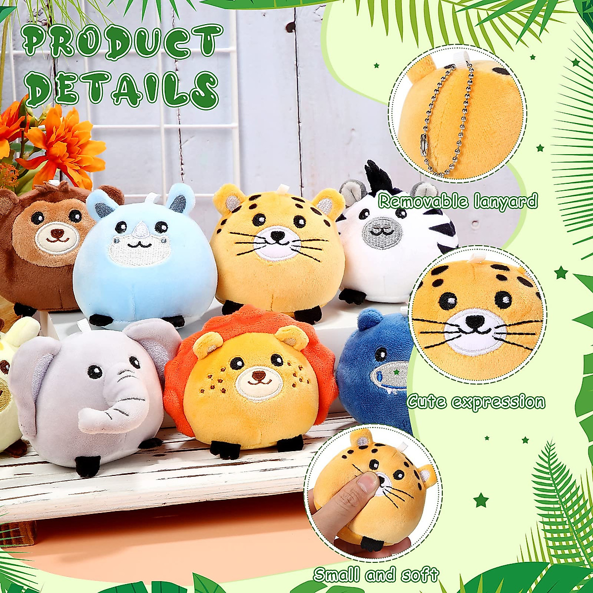 Skylety 9 Pcs Mini Plush Stuffed Animals Bulk 3.15 Inch Cute Soft Decompress Animals Plush Toys for Kids Baby Shower Birthday Charity Donation Gifts Classroom Prizes(Forest Animals)