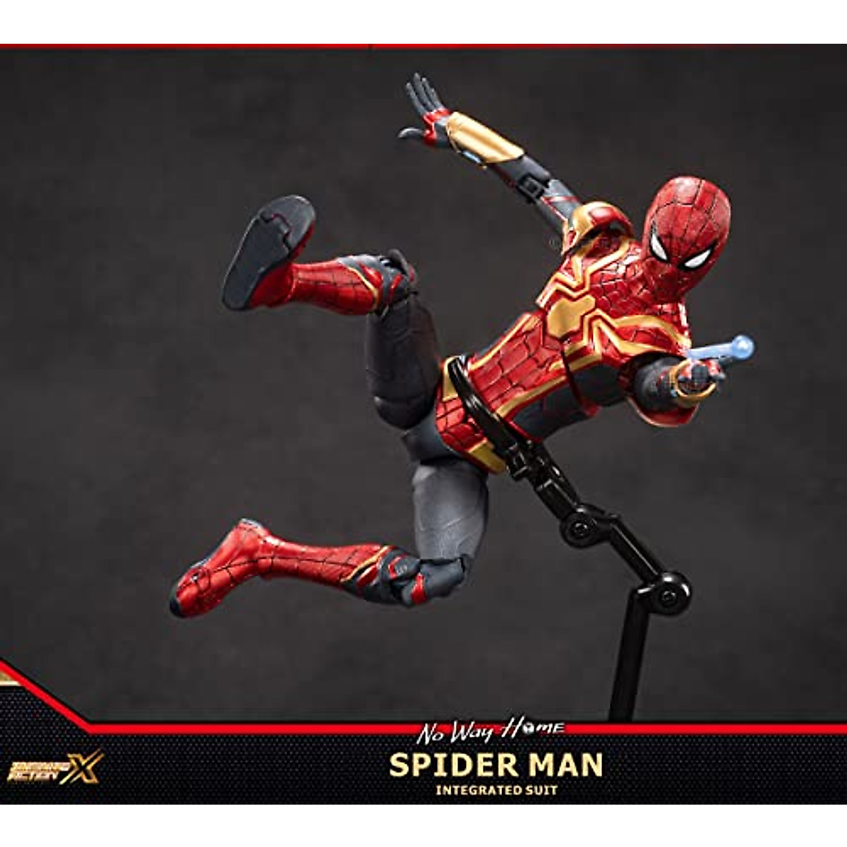 LonullyMege No Way Home Spiderman Action Figures-2022 New Released Legends Movie Hero Series-All Joints Movable 7 Inch Exquisite Collection Iron Spiderman Toy (Gold & Red)