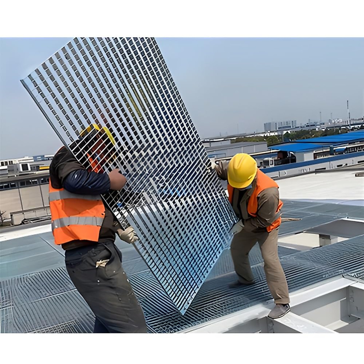 Galvanized Steel Drain Grate and Frame, Two Outdoor Drain Cover, Durable Heavy Duty Channel Grate, Sewer Grate, for Work Platform, Construction Site, Car Wash Room