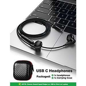 USB C Headphones Magnetic USB-C Wired Earbuds HiFi Stereo Type C Earphones Microphone Volume Control for Galaxy S24 S23 FE S22 S21 Ultra Flip Fold,Motorola Edge/Razr,iPad 10,iPhone 16/15,Pixel,Oneplus