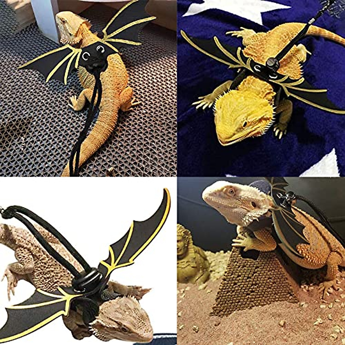 Hamiledyi Bearded Dragon Tank Accessories Lizard Hammock Adjustable Leash Bat Wings Reptile Plants Hanging Fake Vines Tank Habitat Decor for Climbing Chameleon Lizards Gecko Snakes
