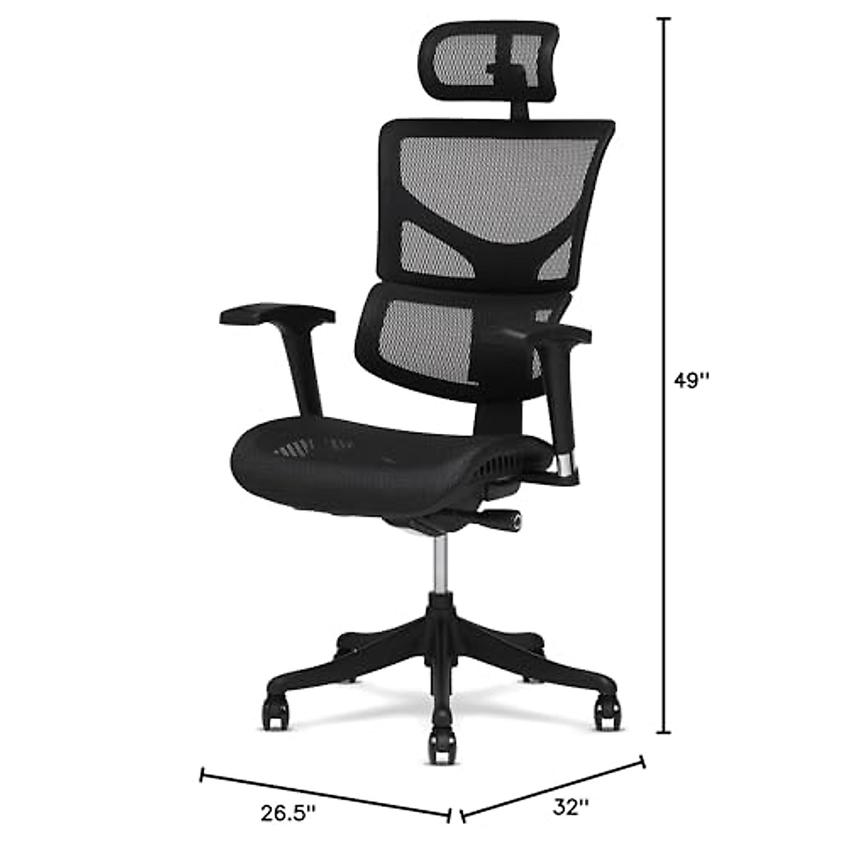X-Chair X1 High End Task Chair, Black Flex Mesh with Headrest - Ergonomic Office Seat/Dynamic Variable Lumbar Support/Highly Adjustable/Relaxed Recline/Perfect for Office or Home Desk