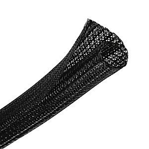 CrocSee 10ft - 1/4 inch Braided Cable Management Sleeve Cord Protector - Self-Wrapping Split Wire Loom for TV/Computer/Home Theater/Engine Bay - Black