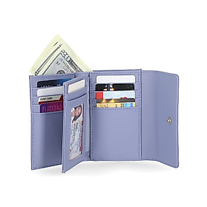 Mundi Rio Womens Leather Trifold Indexer Wallet Clutch Purse, Lilac