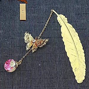 Metal Feather Bookmark ，Birthday Gift Women Teachers & Mothers Day Butterfly Book Mark for Book Lover Librarian Readers Mom Lady Female Girl Bookworm.