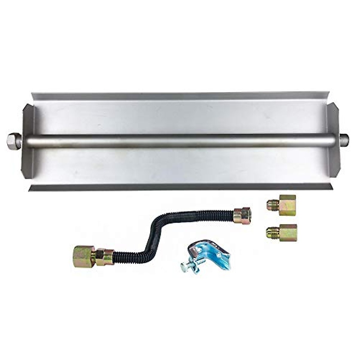 Dreffco 18" Linear Gas Burner with Complete Connection Kit - Fireplace Burner Made from Powder Coated Steel - Designed for NG Fireplace or Fire Pit - Includes 10" Non-Whistle Flex Line