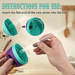 Axlksia 6 Pcs Replacement Straws for Owala FreeSip 24oz 32oz, Reusable Clear Straws with Cleaning Brush for Owala Flip Insulated Stainless Steel Water Bottle 24oz 32oz, Tumbler Accessories Parts