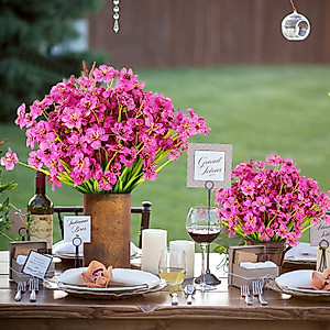 Avicill Artificial Flowers Outdoor 12 Bundles UV Resistant Fake Flowers for Outside No Fade Faux Plastic Greenery Shrubs Garden Porch Window Box Decorating, Purple