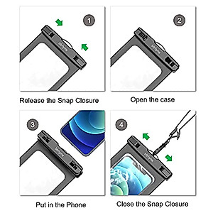 bitrhyme Waterproof Phone Case 2 Packs IPX8 Universal Waterproof Phone Pouch Underwater Phone Bag for Beach Swimming Kayaking up to 7 Inches (Black/Black)