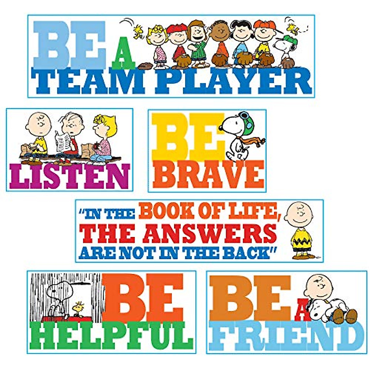 Eureka Snoopy and Peanuts Positive Quotes Classroom Bulletins, 0.1'' x 18'' x 28'', Be All You Can Be, 22pc