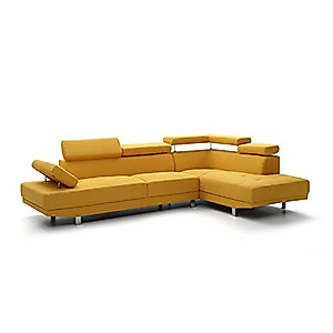 Glory Furniture Riveredge , Yellow Sectional (2 Boxes), 28"H X 109"W X 34"D,