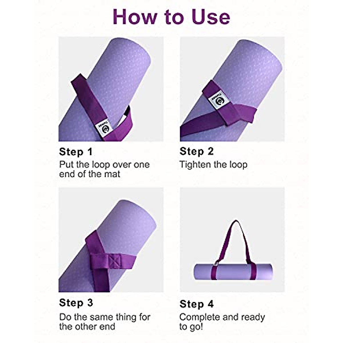 Tumaz Yoga Mat Strap [MAT NOT Included] (2 Sizes) with Extra Thick & Comfy Delicate Texture, Adjustable Yoga Mat Carrier