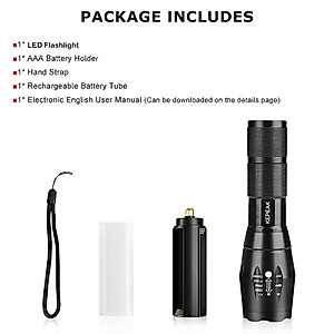 KEPEAK Flashlight, 5 Modes Tactical LED Flashlight, High Lumen IPX5 Water Resistant Flashlight for Camping, Outdoor Hiking, Emergency