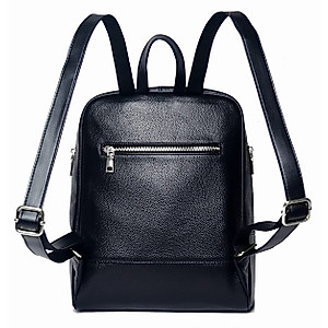 COOLCY Women Real Genuine Leather Backpack purse Fashion Bag (Black)