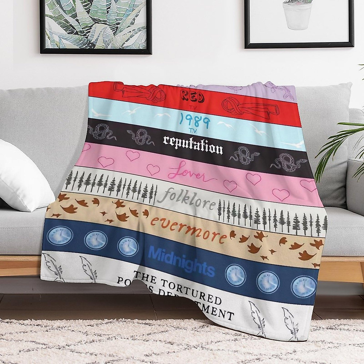 Music Fans Blanket Soft Flannel Concert Blanket Singer Music Album Throw Blanket 1989 Pink Red (40"x50", Album)