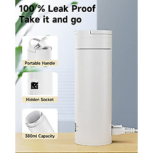 Travel Kettle, Portable Electric Kettle Small Kettle Boiler for Travel and Work, 304 Stainless Steel,BPA Free, 4 Temperature Adjustable with LED Display,Auto Shut-Off and Boil Dry Protection with Keep Warm Function,380ml Mini Kettle.